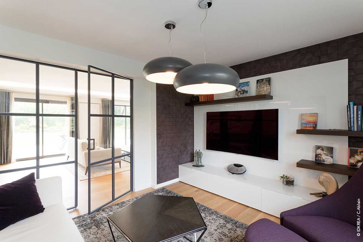 L’aménagement du coin télé contemporain sur mesure - Idkrea - Rennes